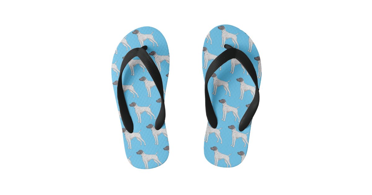 German Shorthaired Pointer dog cartoon Kid's Flip Flops | Zazzle