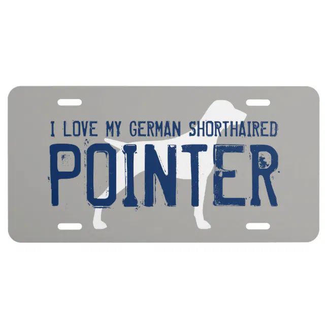 German Shorthaired Pointer Silhouette Custom Text License Plate | Zazzle