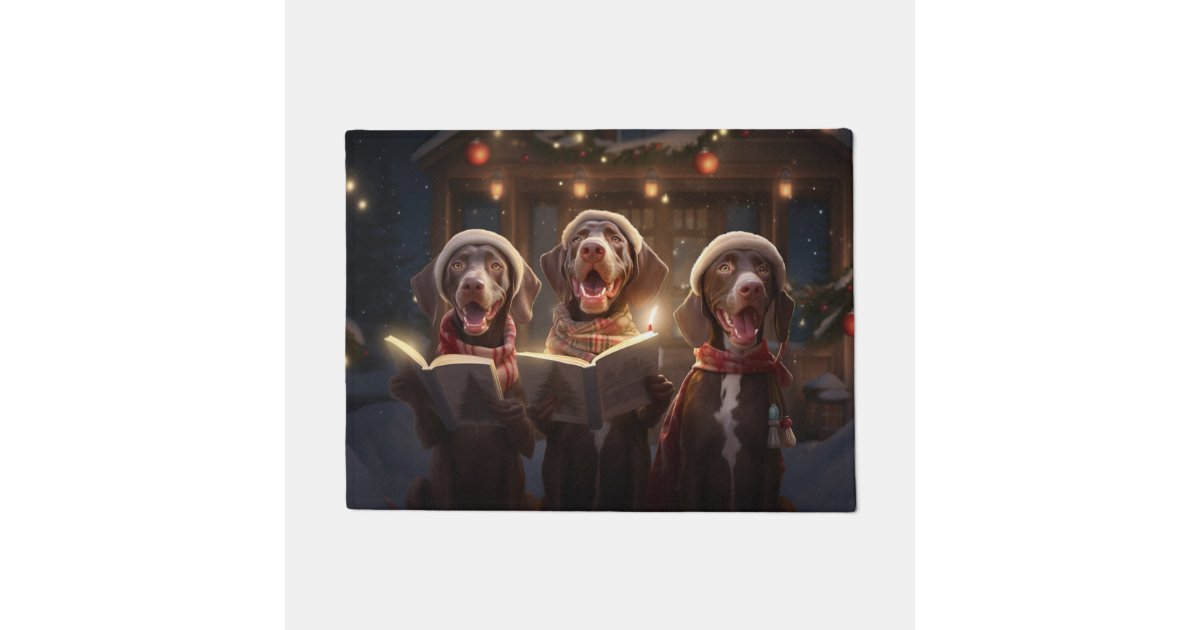 German Shorthaired Pointers Christmas Caroling Doormat | Zazzle