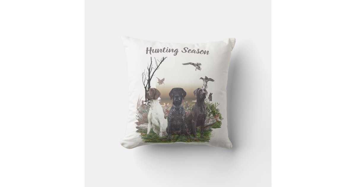 German Shorthaired Pointers (GSP), a hunting pheas Outdoor Pillow | Zazzle