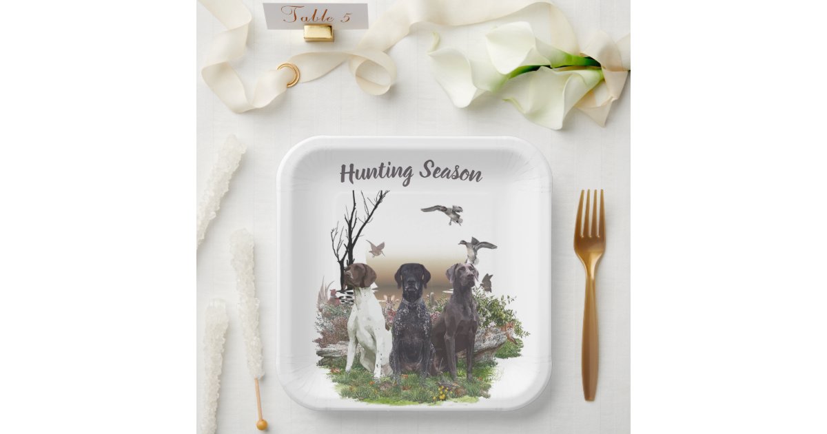 German Shorthaired Pointers (GSP), a hunting pheas Paper Plates | Zazzle