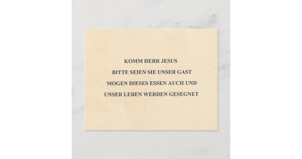 GERMAN TABLE PRAYER POSTCARD | Zazzle