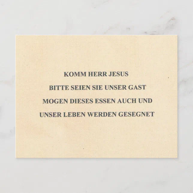 GERMAN TABLE PRAYER POSTCARD | Zazzle