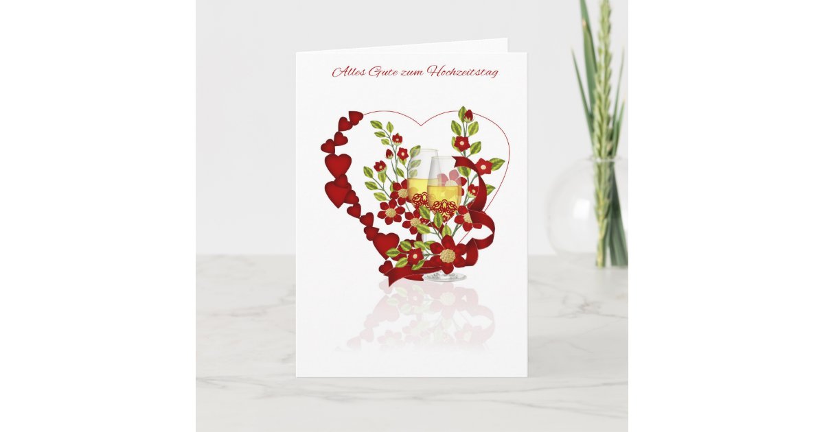 German Wedding Anniversary With Champagne Flowers Card | Zazzle