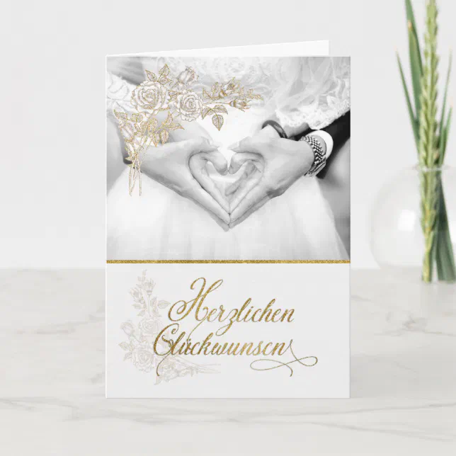 GERMAN Wedding Congratulations Faux Gold Leaf Card | Zazzle