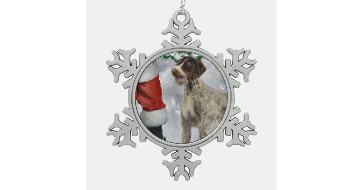 German Wirehaired Pointer Christmas Snowflake Pewter Christmas Ornament ...