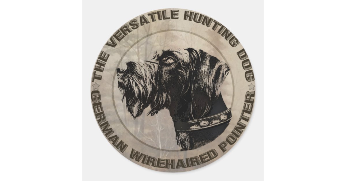 German Wirehaired Pointer Classic Round Sticker | Zazzle