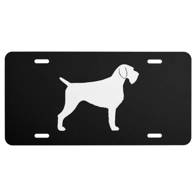 German Wirehaired Pointer Dog Silhouette License Plate | Zazzle