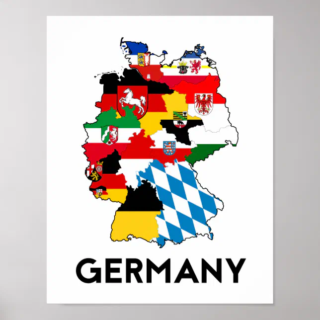 germany country political flag map region province poster | Zazzle