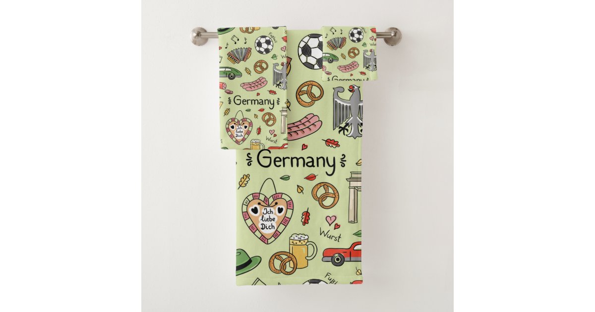 Germany Doodles Bath Towel Set | Zazzle