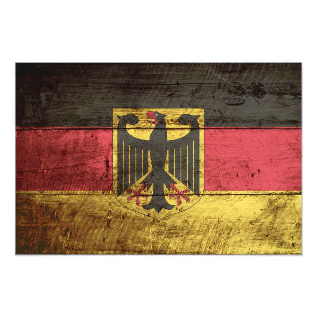 Germany Flag on Old Wood Grain Photo Print | Zazzle