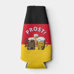 GERMANY FLAG Prost Cartoon Cheers Beers Bottle Cooler | Zazzle