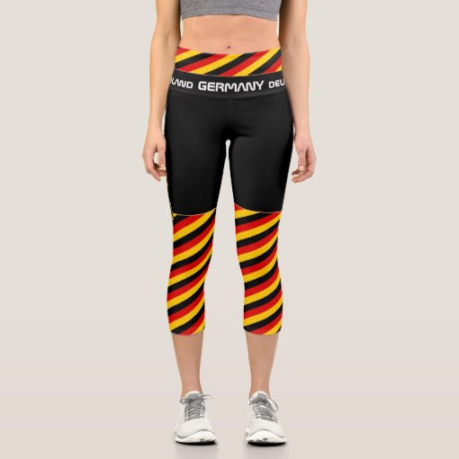 Germany & German Flag fashion, Fitness, Sports Capri Leggings | Zazzle