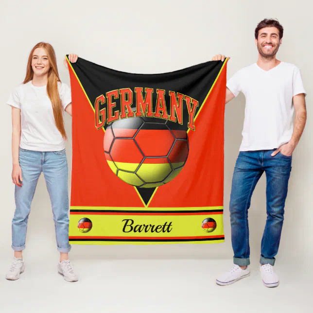 Germany German Flag Soccer Ball | Name Fleece Blanket | Zazzle
