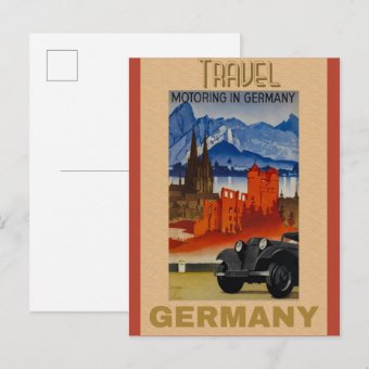 Germany German Vintage Travel Poster Postcard | Zazzle