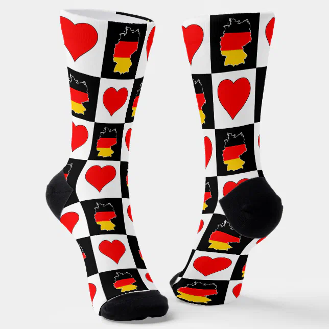 Germany Heart Pattern German National Flag Map Socks | Zazzle