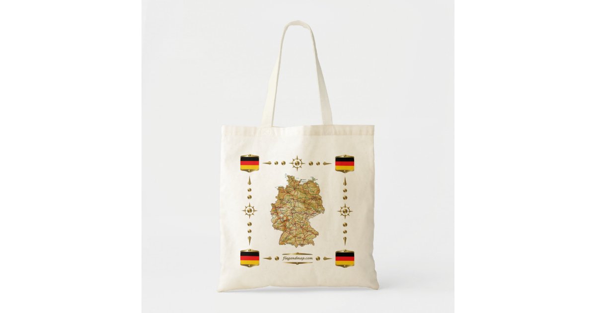 Germany Map + Flags Bag | Zazzle