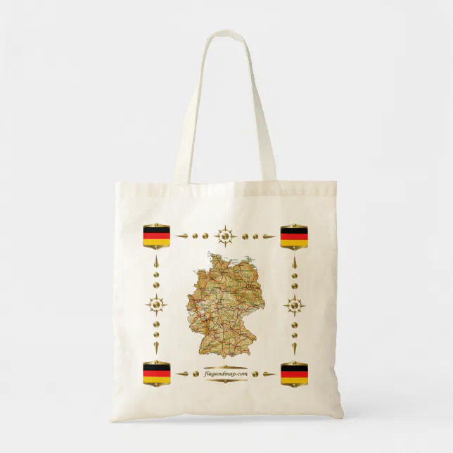 Germany Map + Flags Bag | Zazzle