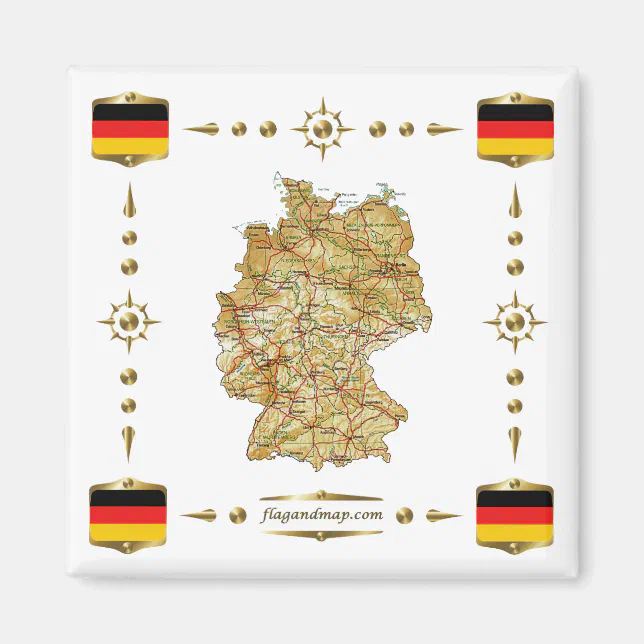 Germany Map + Flags Magnet | Zazzle