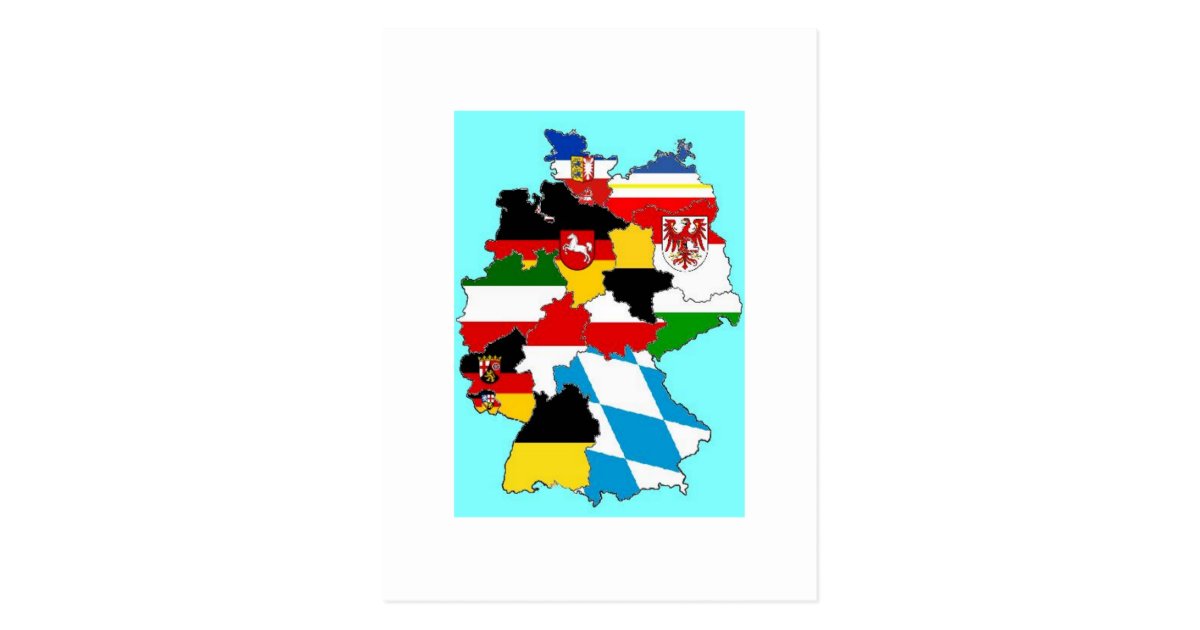 Germany State Flags Map Postcard | Zazzle.com
