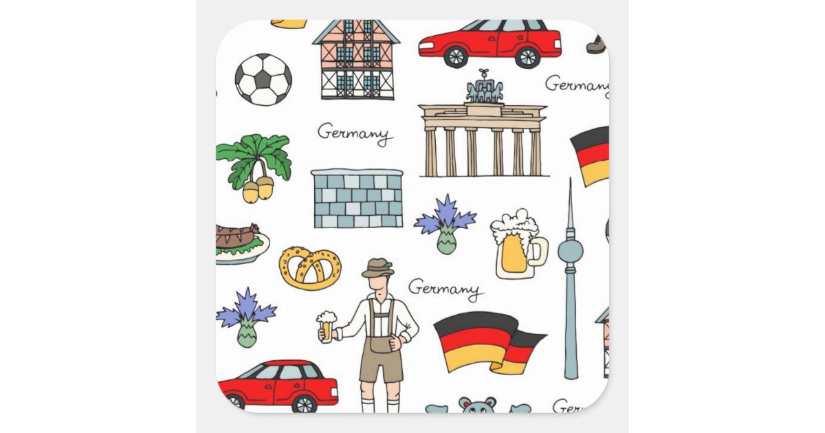 Germany | Symbols Pattern Square Sticker | Zazzle