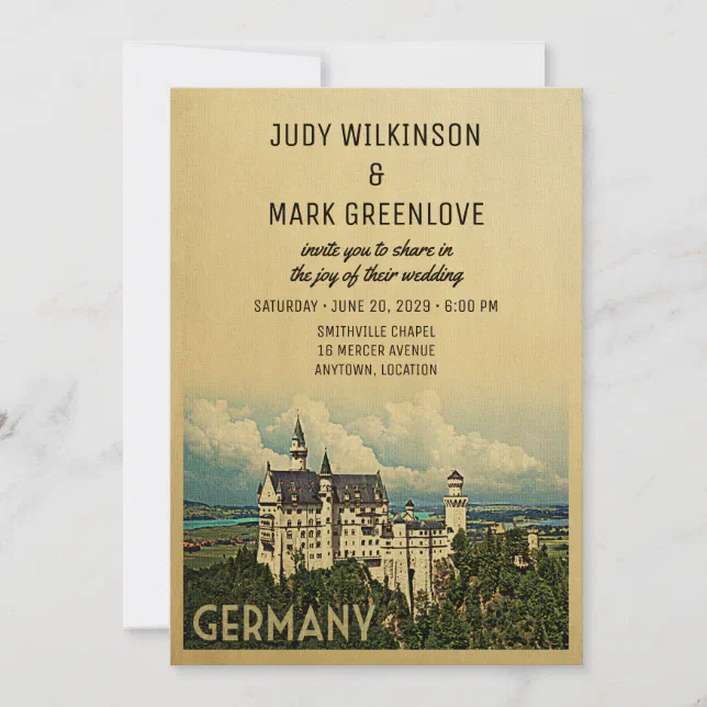 Germany Wedding Invitation Neuschwanstein Castle | Zazzle