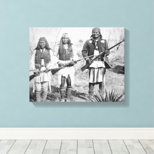 Geronimo and three of his Apache warriors, 1886 (b Canvas Print | Zazzle