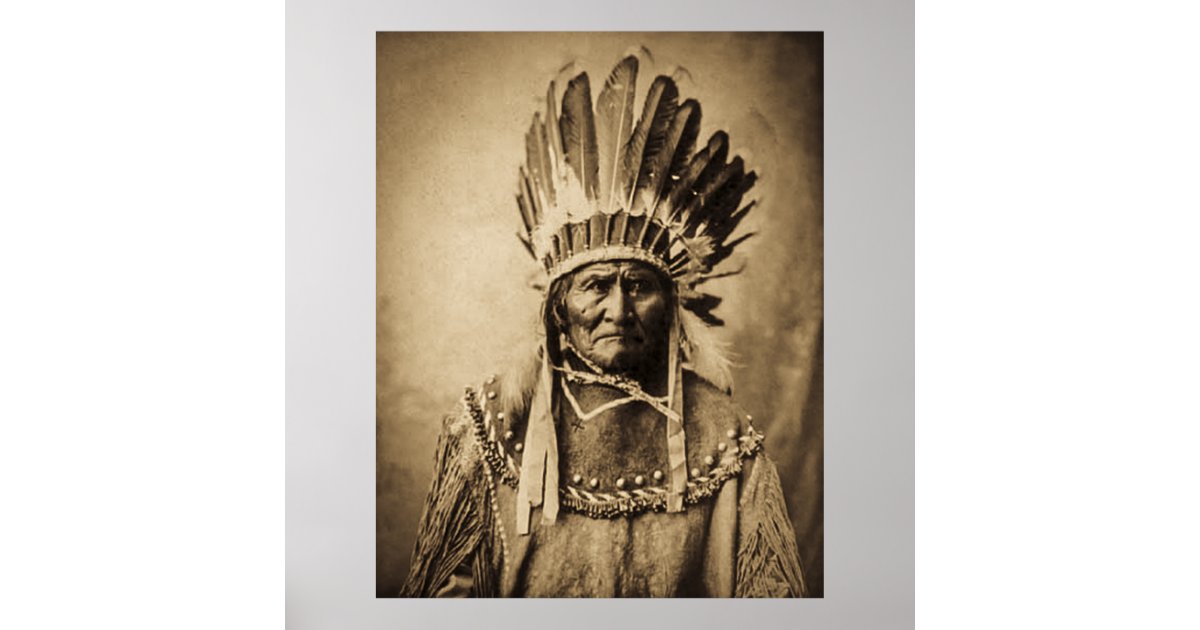 Geronimo in Head Dress Poster | Zazzle