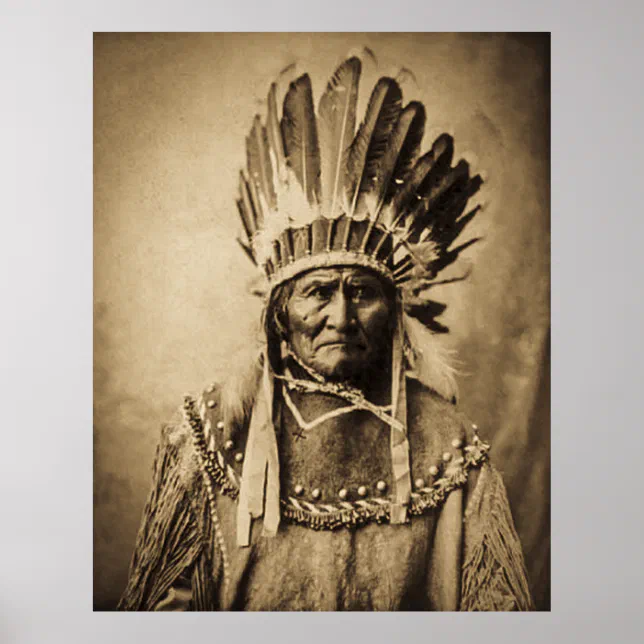 Geronimo in Head Dress Poster | Zazzle