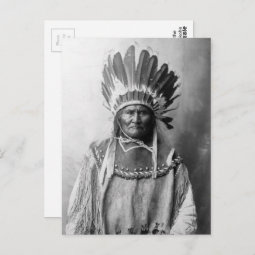 Geronimo in headdress 1907 postcard | Zazzle