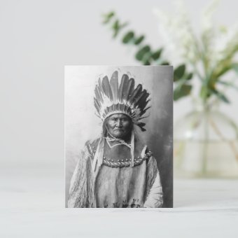 Geronimo in headdress 1907 postcard | Zazzle