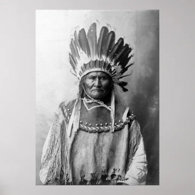 Geronimo in headdress 1907 poster | Zazzle