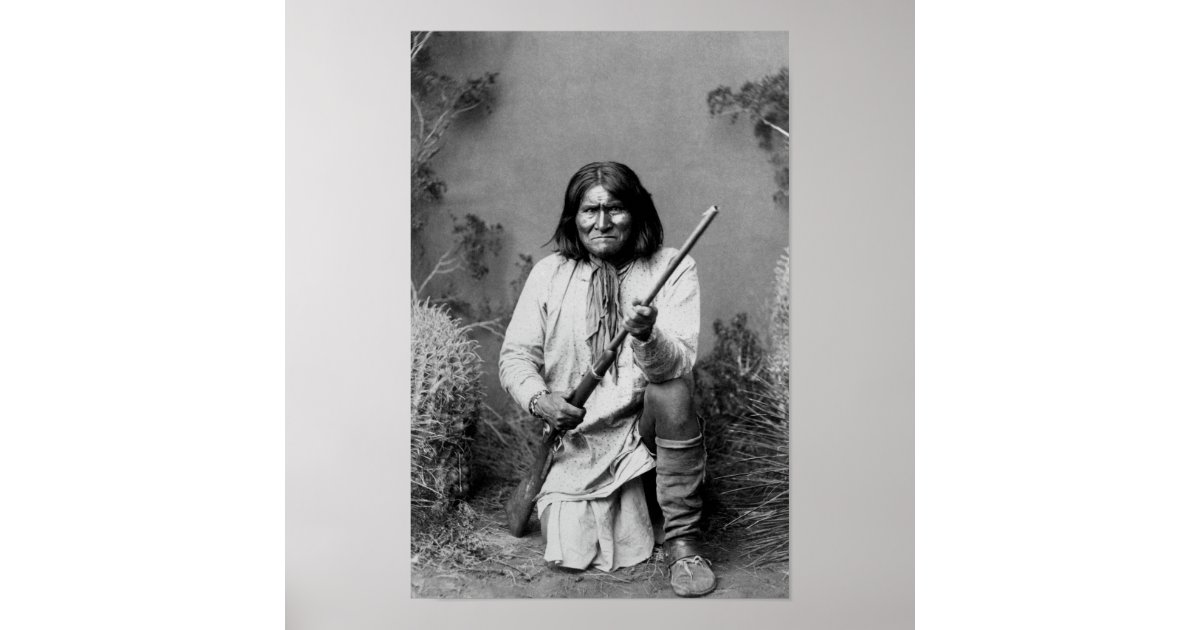 Geronimo Kneeling With Rifle - 1886 Poster | Zazzle