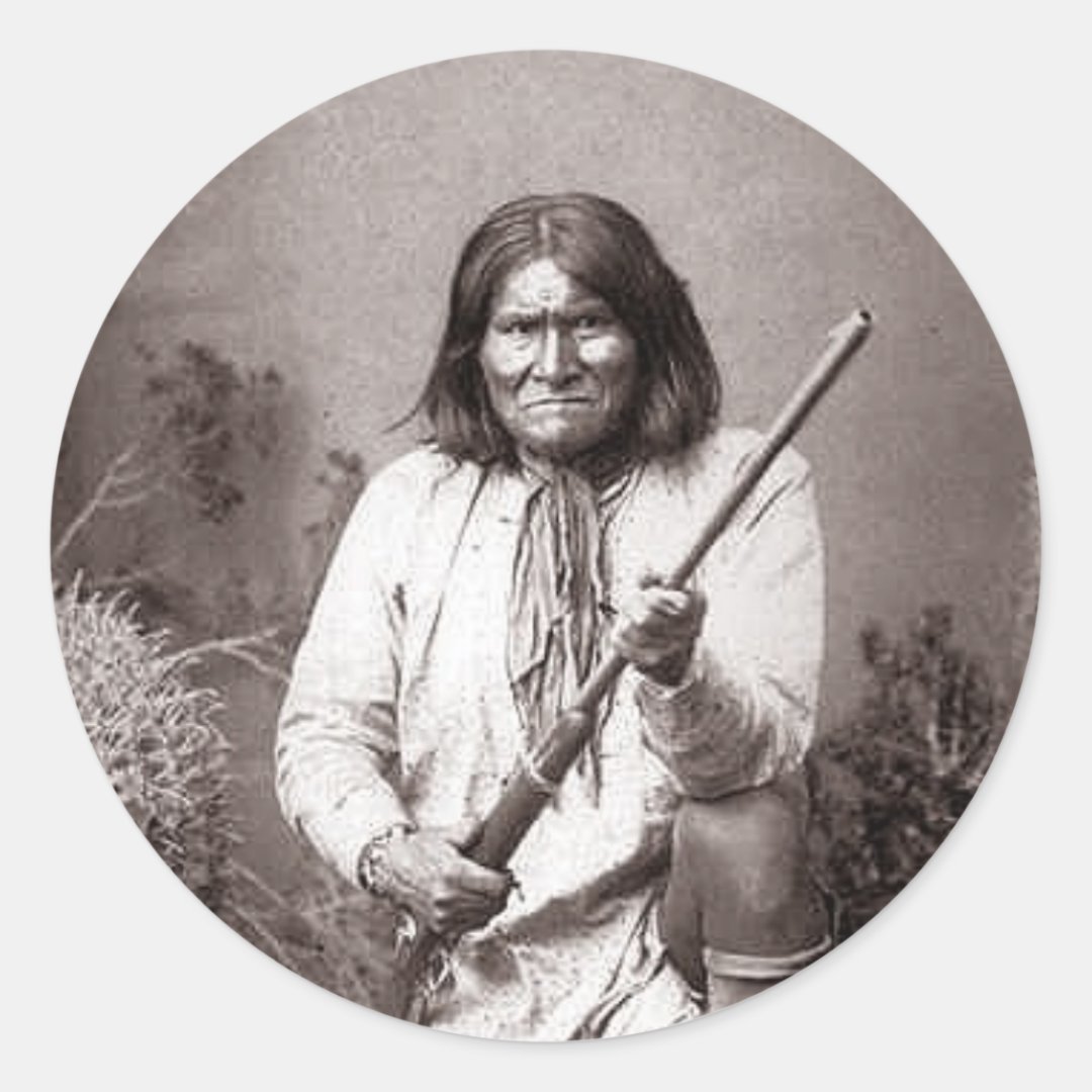 Geronimo Vintage Indian Warrior Classic Round Sticker | Zazzle