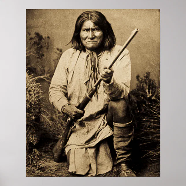 Geronimo with Rifle 1886 Vintage Indian Poster | Zazzle