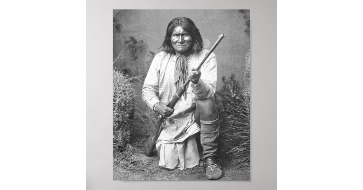 Geronimo With Rifle 1886 Vintage Indian Poster | Zazzle