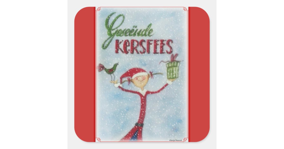 Geseende Kersfees Square Sticker | Zazzle