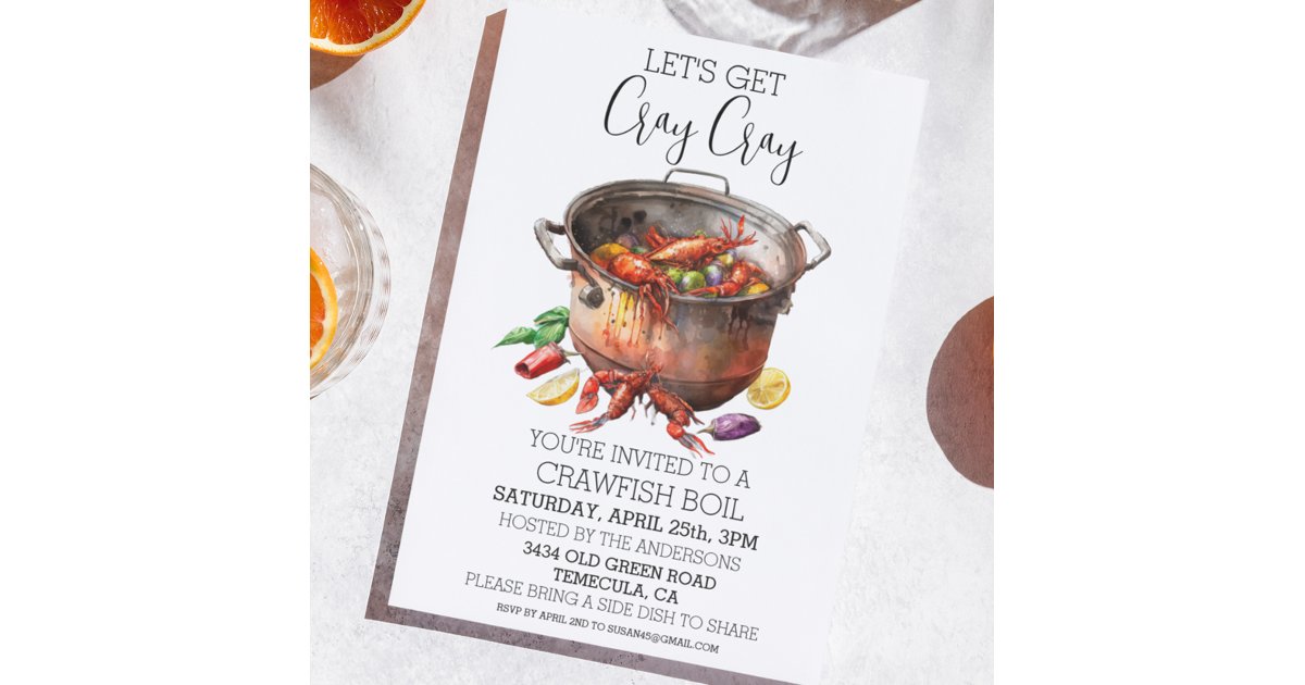 Get Cray Cray Crawfish Boil Seafood Invitation | Zazzle