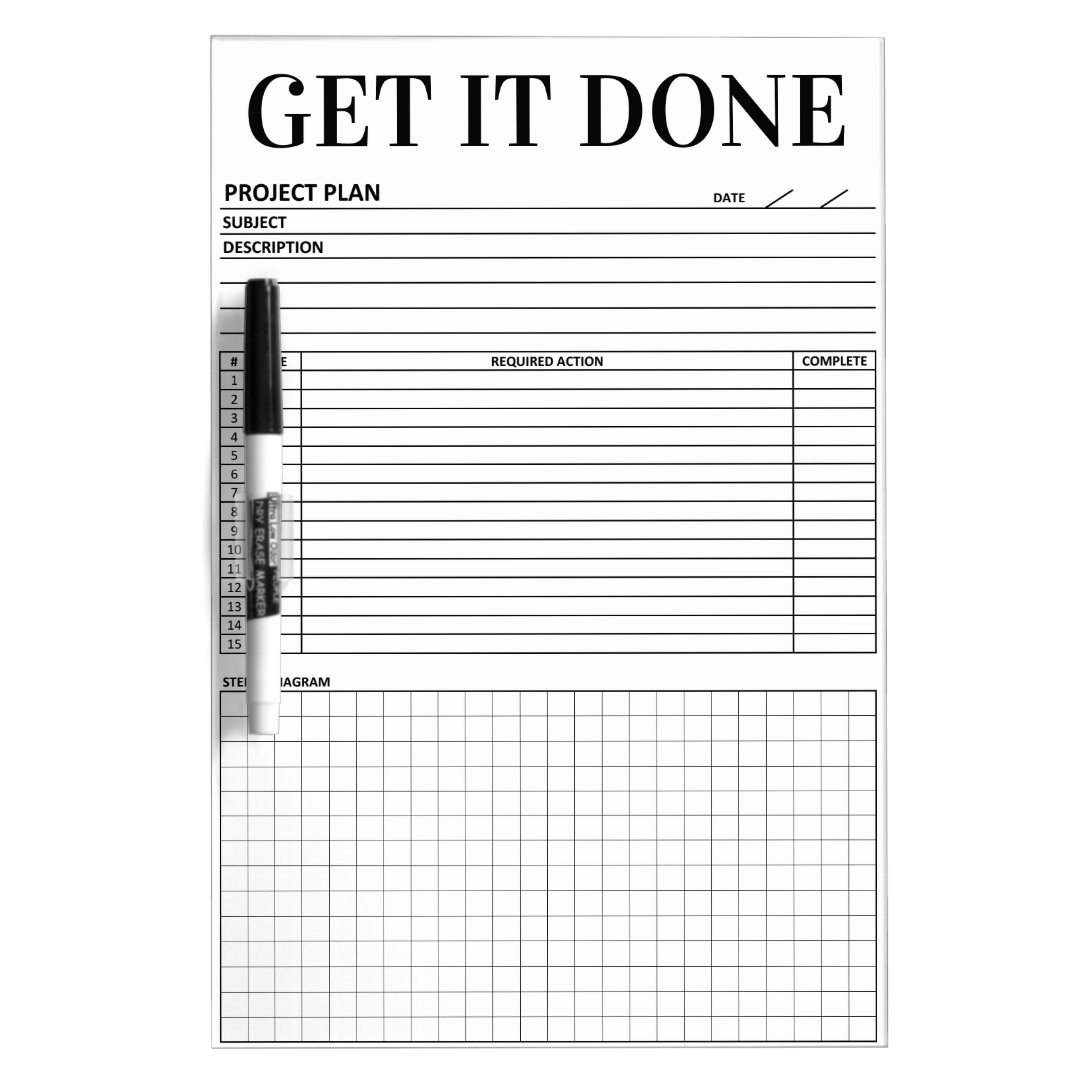 GET IT DONE - Project Plan Dry Erase Board | Zazzle