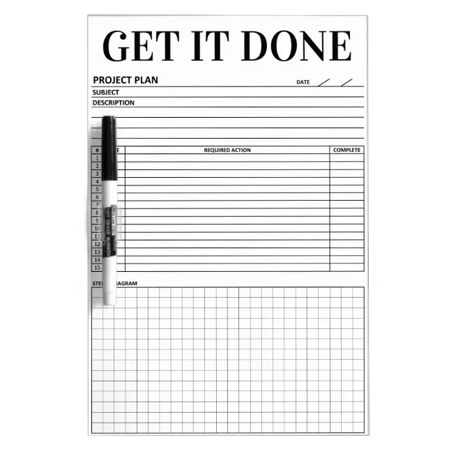 GET IT DONE - Project Plan Dry Erase Board | Zazzle