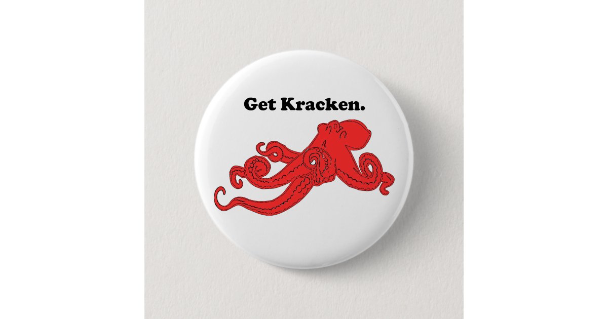 Get Kraken Fun Retro Red Octopus Cartoon Button | Zazzle