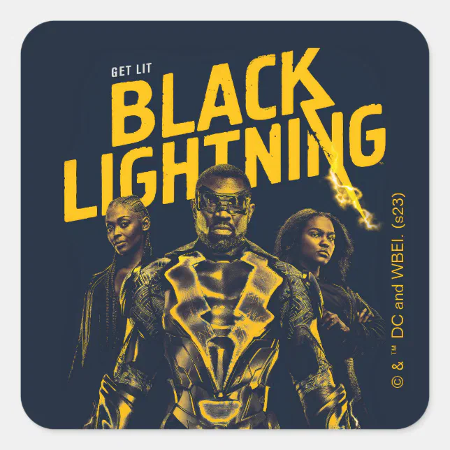 Get Lit - Black Lightning Square Sticker | Zazzle