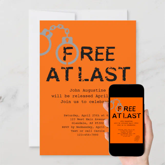 Get Out of Jail Inmate Welcome Home Party Invitation | Zazzle