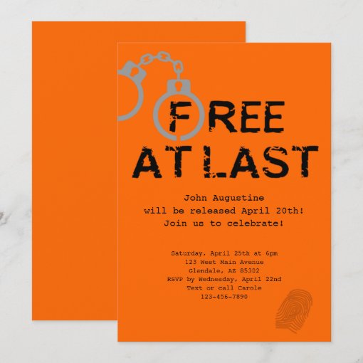 Get Out of Jail Inmate Welcome Home Party Invitation | Zazzle