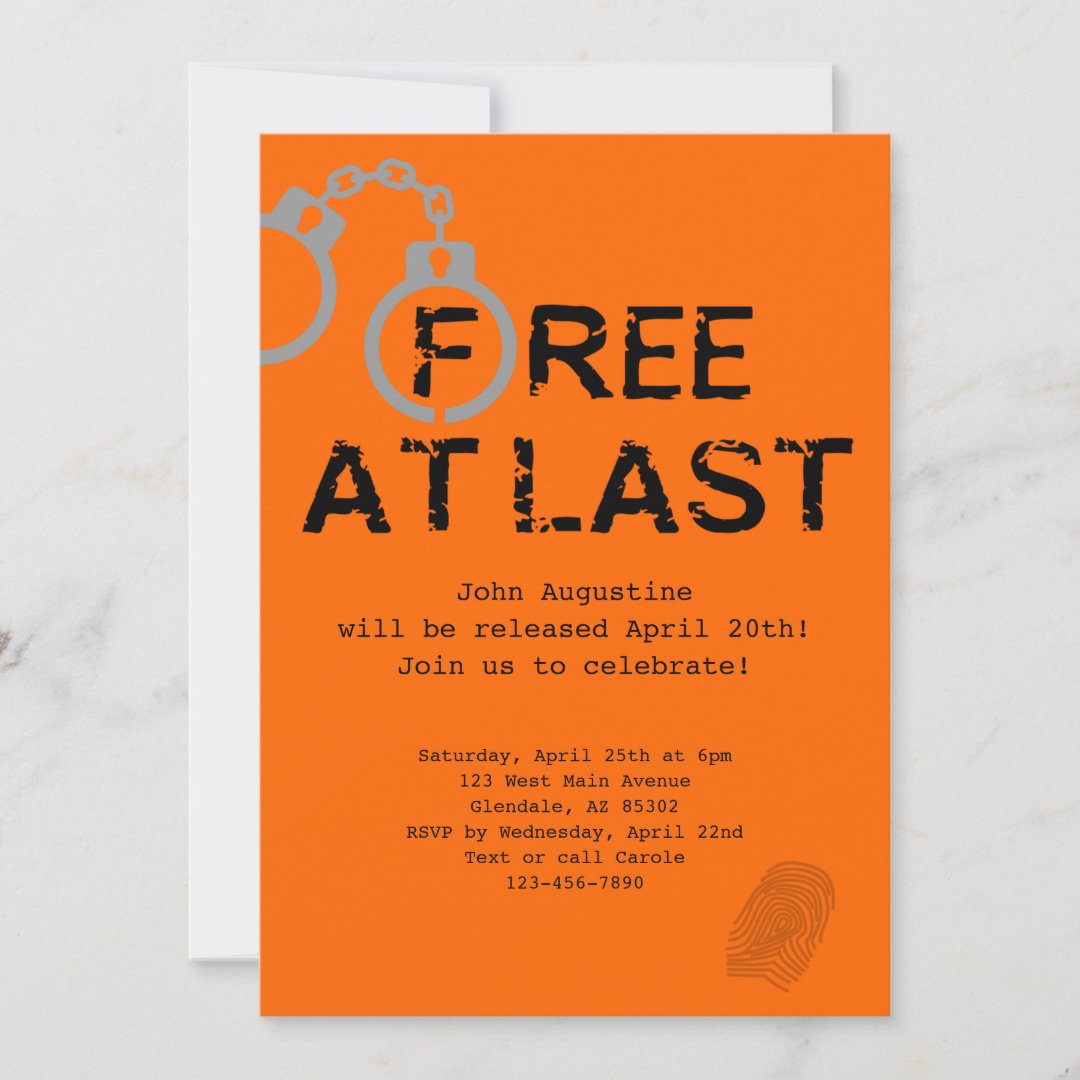Get Out of Jail Inmate Welcome Home Party Invitation | Zazzle
