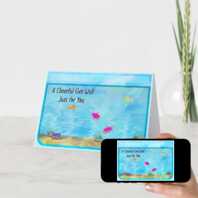Get Well Card with Cheerful Fish Tank | Zazzle