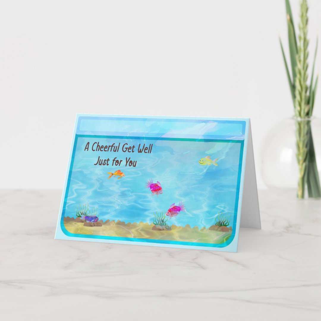 Get Well Card with Cheerful Fish Tank | Zazzle