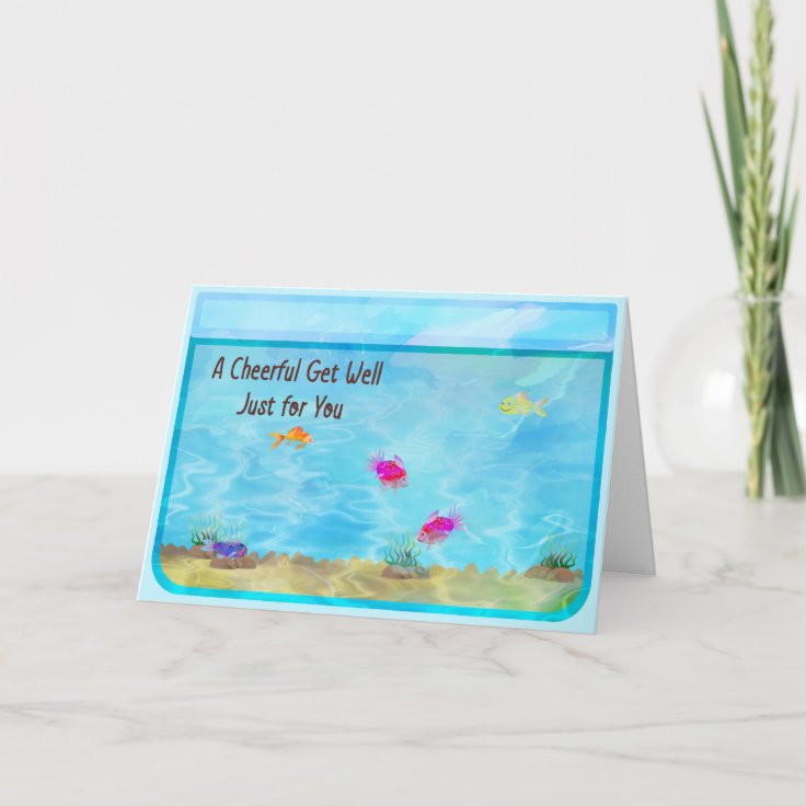 Get Well Card with Cheerful Fish Tank | Zazzle