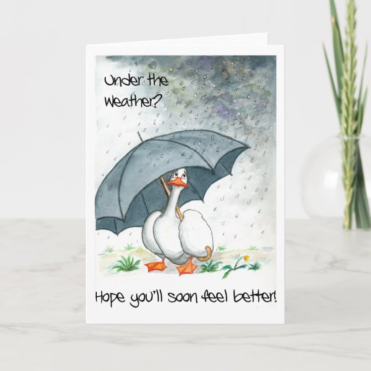 Get Well Card with Goose in the Rain | Zazzle