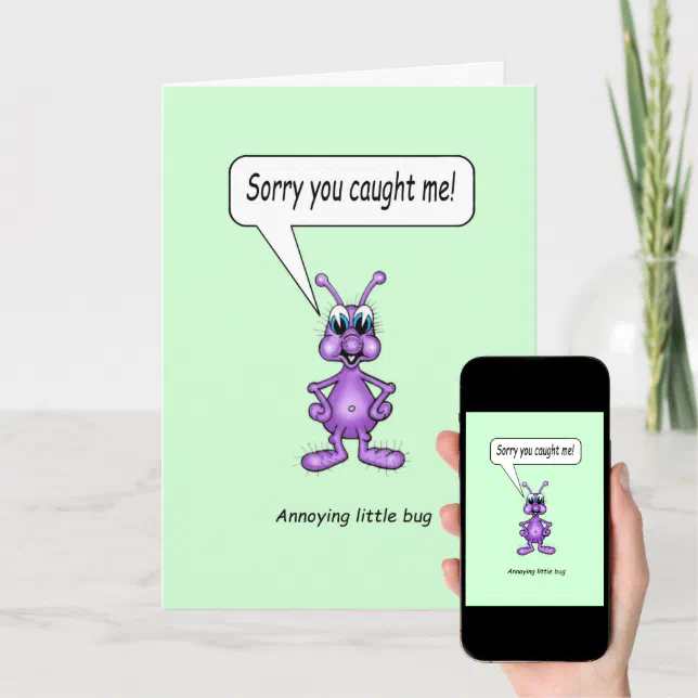 Get Well Cartoon Caricature of Little Bug Card | Zazzle